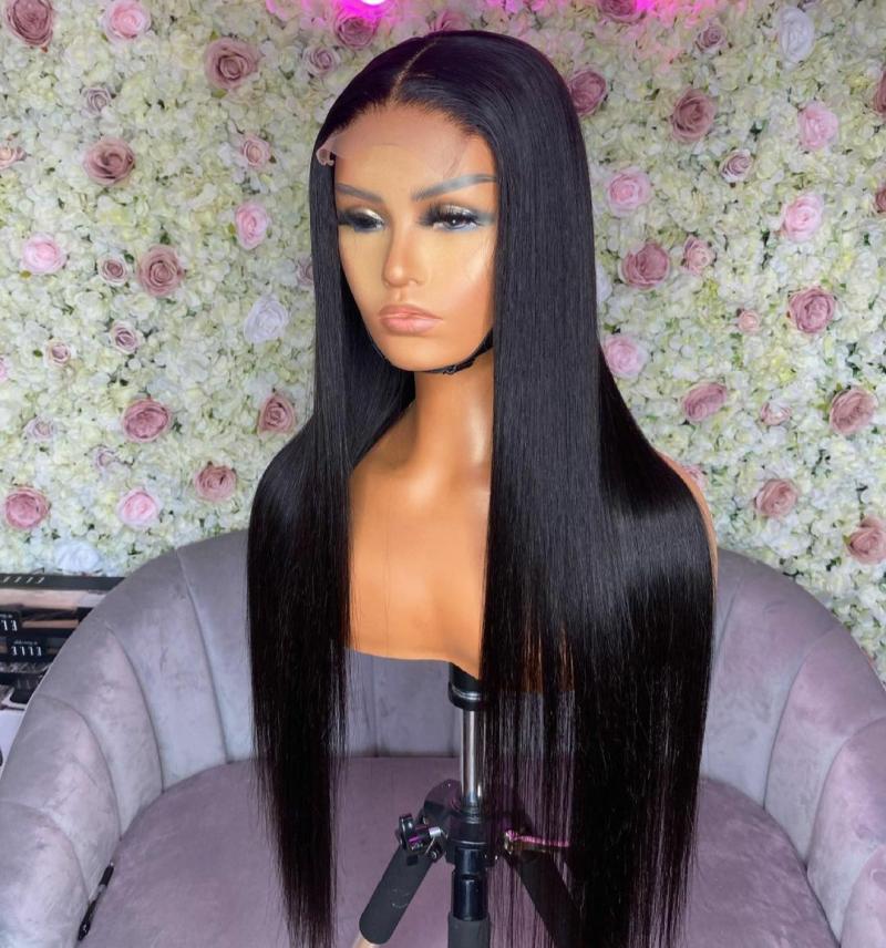 26 INCH PERUVIAN STRAIGHT FRONT LACE WIG WITH A MIDDLE PARTING CLOSURE ...